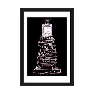 iCanvas "Pink Coco Perfume Bottle On Extra Tall Fashion Books With ...