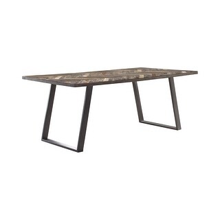 80 Inch Dining Table, Hand Crafted Herringbone Pattern, Flared Legs ...