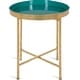 Foldable Round Accent Table, 18.25" x 18.25" x 22", Teal & Gold, Modern ...