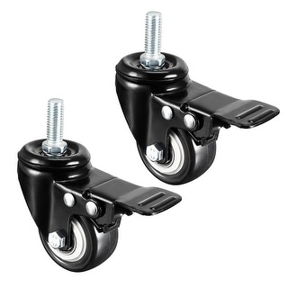 2 Pcs 2 Inch Swivel Caster Wheels PU Threaded with Brake M12 x 25mm ...