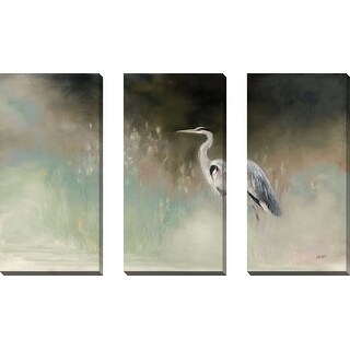 "Peaceful Egret Teal" 3 Piece Set on Canvas - Bed Bath & Beyond - 37103722