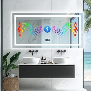 Bluetooth LED Bathroom Mirror Music Speaker Wall Vanity Mirror with ...