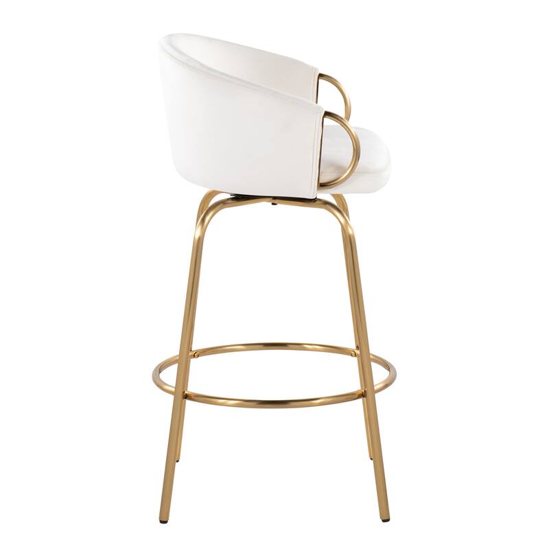 Silver Orchid Battista 26" Fixed-Height Gold Counter Stool with Round ...