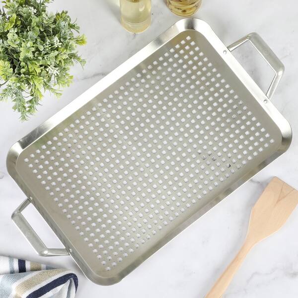 17 in x 12 in Rectangular Cast Aluminum BBQ Grill Topper with Handles ...
