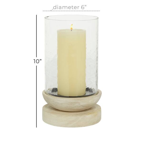 Cream Wood Single Candle Hurricane Lamp - Bed Bath & Beyond - 32730035