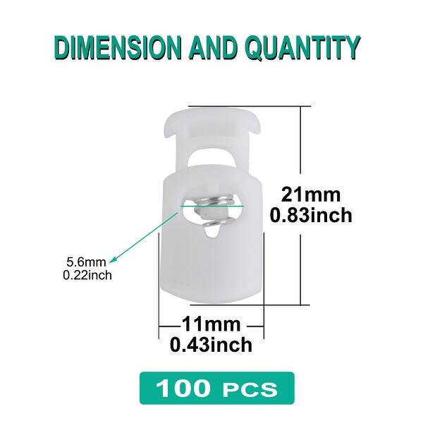 100pcs Plastic Cord Locks Stopper Spring Toggle Fastener Slider ...