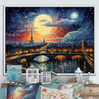Designart "Masterpiece Paris City The Starry Night I" Architecture ...