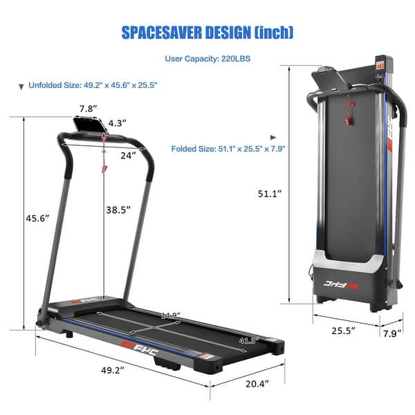 Folding Treadmill Portable Electric Treadmill Running Exercise Machine ...