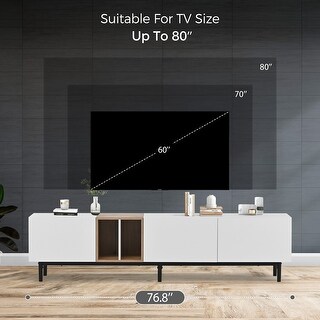 Minimalist Media Console with Concealed Storage & Open Shelving for 80 ...