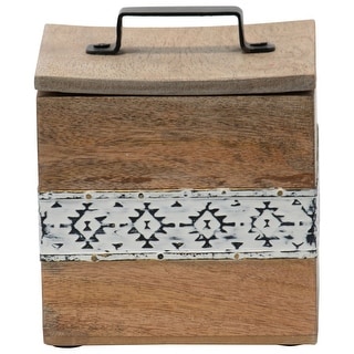 Foreside Home & Garden Antique White Wood Jewelry Trinket Storage Box ...