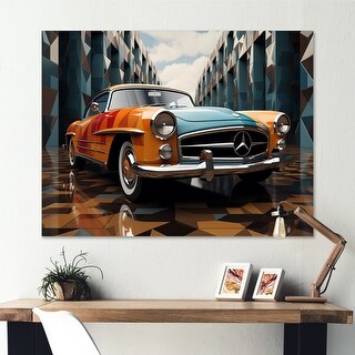 Designart "Cubist Interpretation Of A Vintage Car I" Car Vintage Wall ...