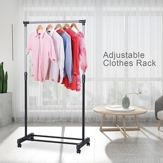 Height Adjustable Rolling Clothing Garment Rack - Bed Bath & Beyond ...