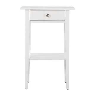 White Wood End Table w/ Felt Lined Top Drawer and Open Storage Shelf ...