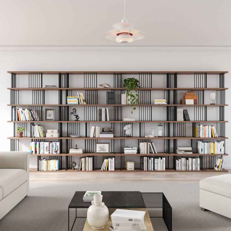 Davee Antique Walnut Color Large 6-Tiers Size Display Library and Wall ...