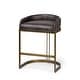29" Black Leather Antiqued Gold Low Back Counter Stool - 19.75"W x 20.5 ...