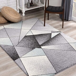 5' x 8' Gray and Blue Prism Pattern Area Rug - 3'6" Round - Bed Bath ...