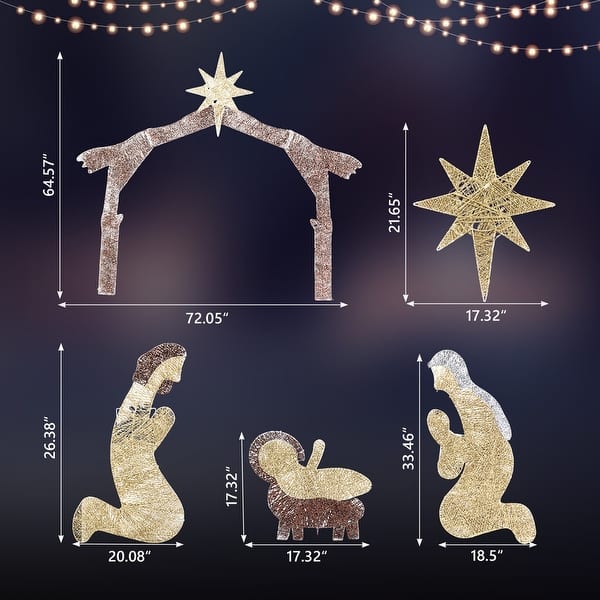 6ft Brown Roof LED Lights Nativity Scene Garden Jesus Decoration - Bed ...