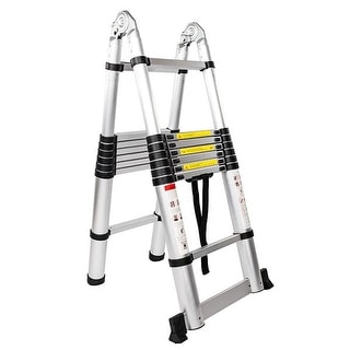 16-Step Dual Joints Aluminum Stretchable Ladder Black & Silver - Bed ...