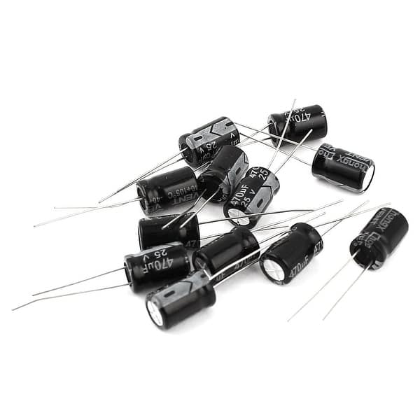 12 Pcs 25V 470uF 105C Radial Lead Electrolytic Capacitor 8mm x 12mm - Black - Bed Bath & Beyond ...