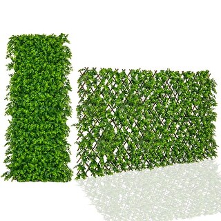Gymax Expandable Fence Privacy Screen Decorative Faux Eucalyptus - Bed ...