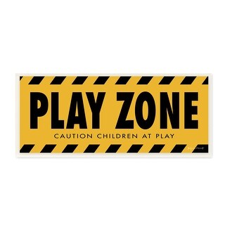 Stupell Play Zone Caution Children Construction Sign Yellow Black Wood ...
