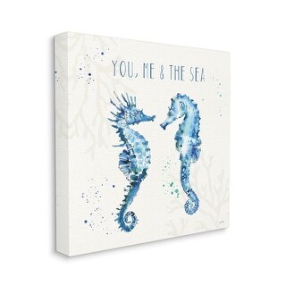 Stupell You Me and the Sea Quote Seahorse Blue Green Watercolor Canvas ...
