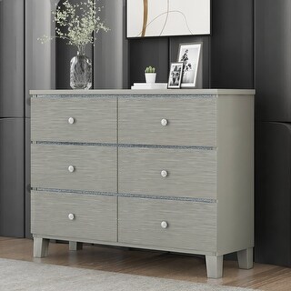 6 Drawers Wood Dresser With Metal Slides Crystal Handle - Bed Bath ...