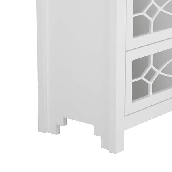 End Table Nightstand Bedside Table Mirrored Cutout Chest Beside Table ...