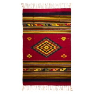 Handmade Golden Diamonds Zapotec wool rug (Mexico ) - Big - Bed Bath ...