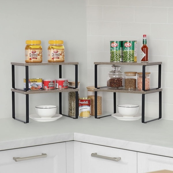 Stackable shelves for kitchen cabinets store