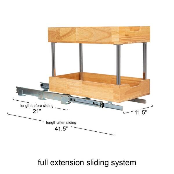 Household Essentials 2-Tier Steel and Wood Pull-Out/Slide-Out Storage ...