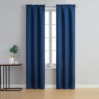 VCNY Home Montgomery 2-Piece Navy Rod Pocket Blackout Curtain Panel Set ...