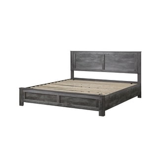 Rustic Queen Size Wooden Panel Bed, Gray Oak - Bed Bath & Beyond - 33130077