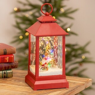 12" LED Lantern with Rotating Christmas Scene, Faux Snow, and Music ...