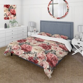 Designart "Vintage Victorian Roses Victorian Pattern" Cottage Bed Cover ...