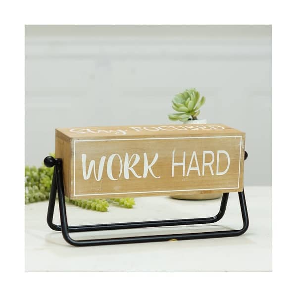 Wooden flip sign with four sayings - (WxHxL): 11.50 x 6.00 x 6.00in ...