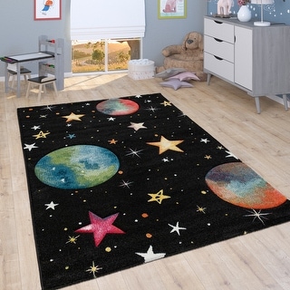 Space Rug for Kids Colorful Galaxy with Planets and Stars in Grey - On ...