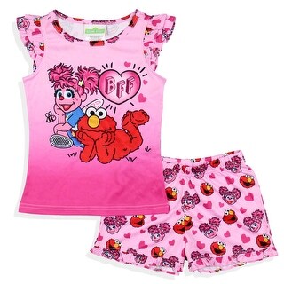 Sesame Street Girls' BFF Elmo Abby Cadabby Sleep Pajama Sleep Set ...