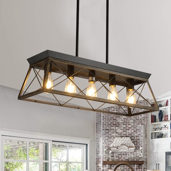 6 Lights Island Lighting Black Dining Room Chandelier Farmhouse Hanging Light Fixture - On Sale ...
