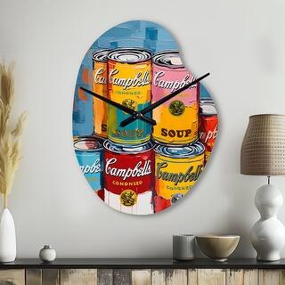 Designart - Pop Art Campbells Soup I - Pop Art Large Wall Clock in Pear ...