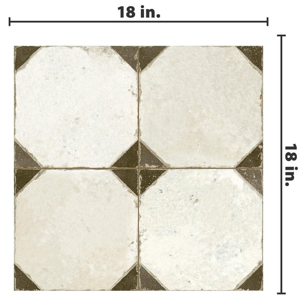 Merola Tile Kings Yard Nero 17-5/8" x 17-5/8" Ceramic Floor and Wall ...