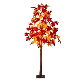 7-ft Pre-Lit Autumn Weeping Maple Artificial Fall Tree with 450 Lights ...