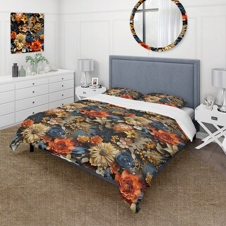 Designart "Vintage Tuscan Flowers II" Paisley; Floral Bedding Cover Set ...