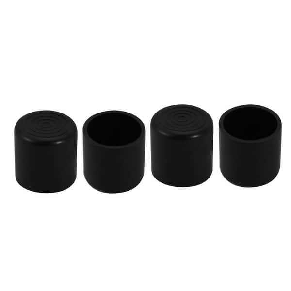 4pcs 25mm Diameter Pipe Tube Insert Chair Leg Cap Round Black PVC ...