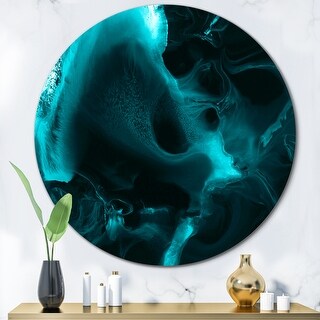 Designart 'Turquoise Cloud Liquid Art I' Modern Metal Circle Wall Art ...
