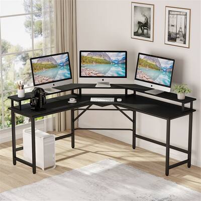 L Shaped Desk with Monitor Stand Riser, Computer Desk - Overstock ...