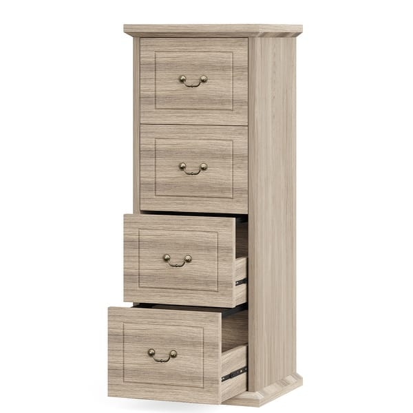 4-Drawer Wood Vertical File Filing Cabinet with Removable Hanging Rod ...