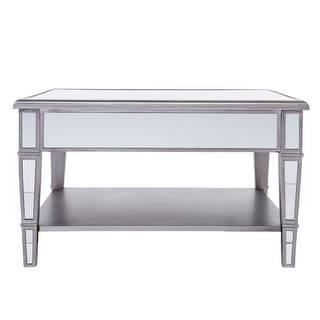 28.5" Gray and Clear Contemporary Square Mirrored Cocktail Table - Bed ...