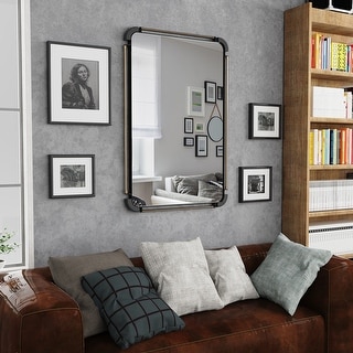 Rustic Metal Frame Accent Wall Mirror Living Room, Hallway - 35.4x23.6 ...