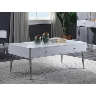 47" Rectangular Coffee Table with 2 Drawers High Gloss Drawer Top ...